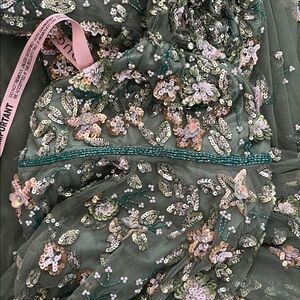 Mac Duggal | Dresses | Mac Duggal Green Embellished High Neck Long ...